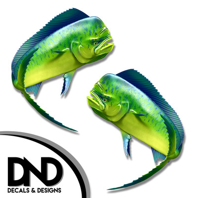 Mahi Mahi - Fish Decal Fishing Hunting Bumper Sticker "5in SET" F-0340 ...