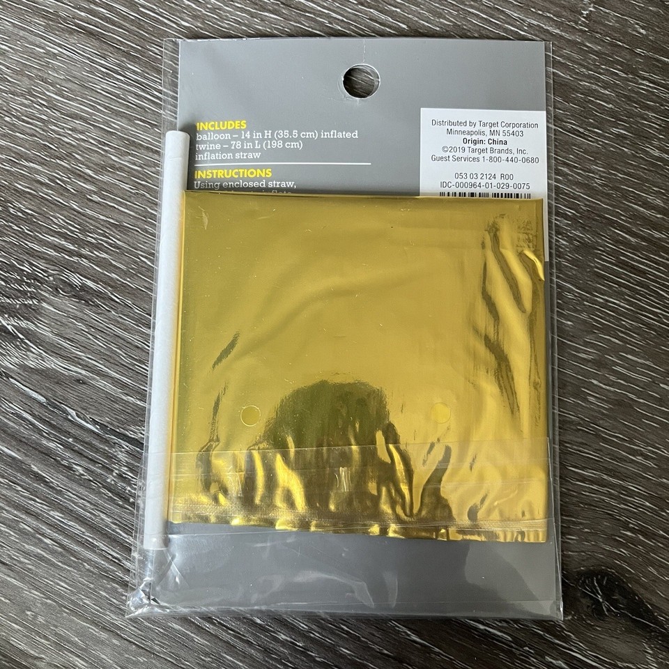 Spritz Letter "B" Foil Balloon Gold w Twine & Inflation Straw 14 ...