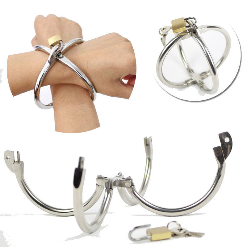 Slave Steel Cross Handcuff Wrist Cuffs lockable Restraints Shackle Roleplay 702142224886 | eBay