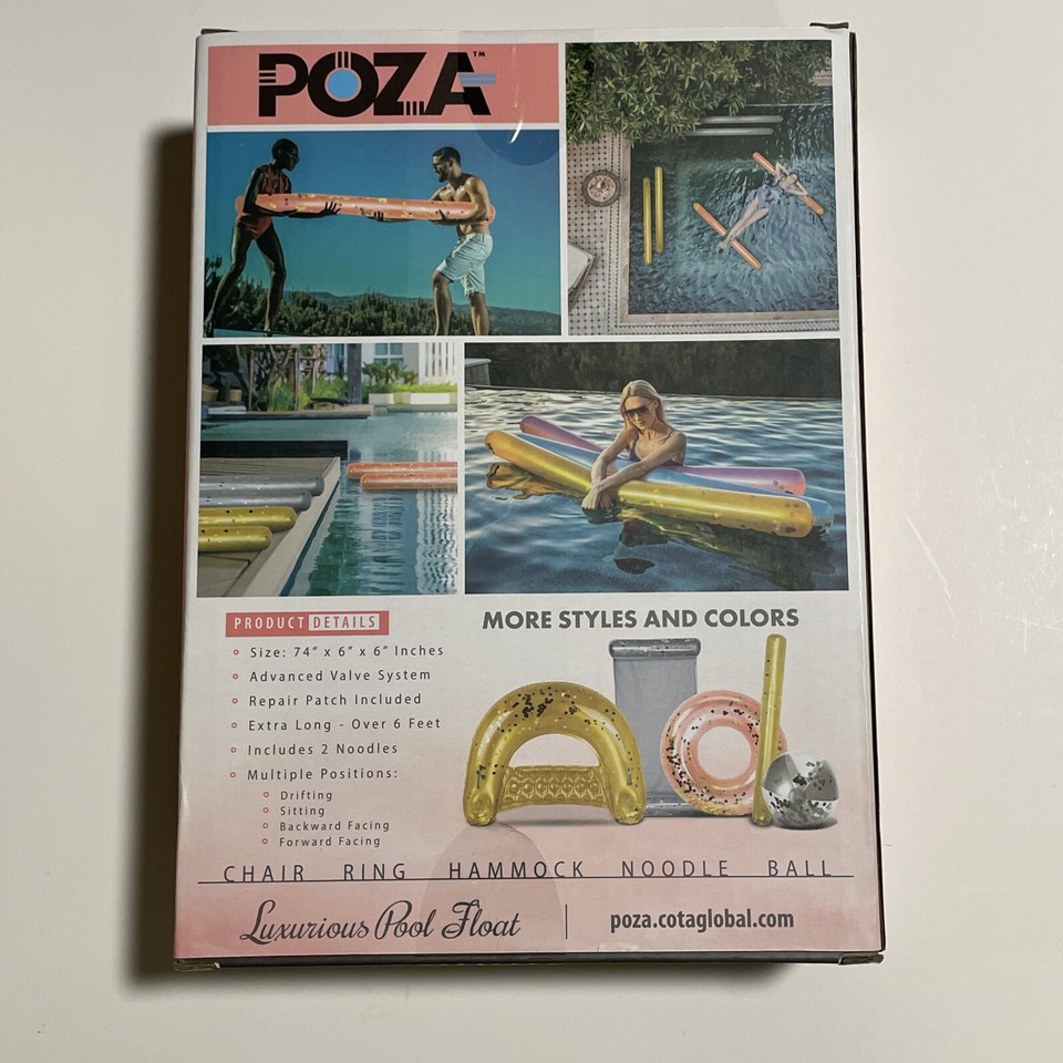 POZA 2 Pack Inflatable Rose Gold Jumbo Pool Noodle Floats With Confetti ...