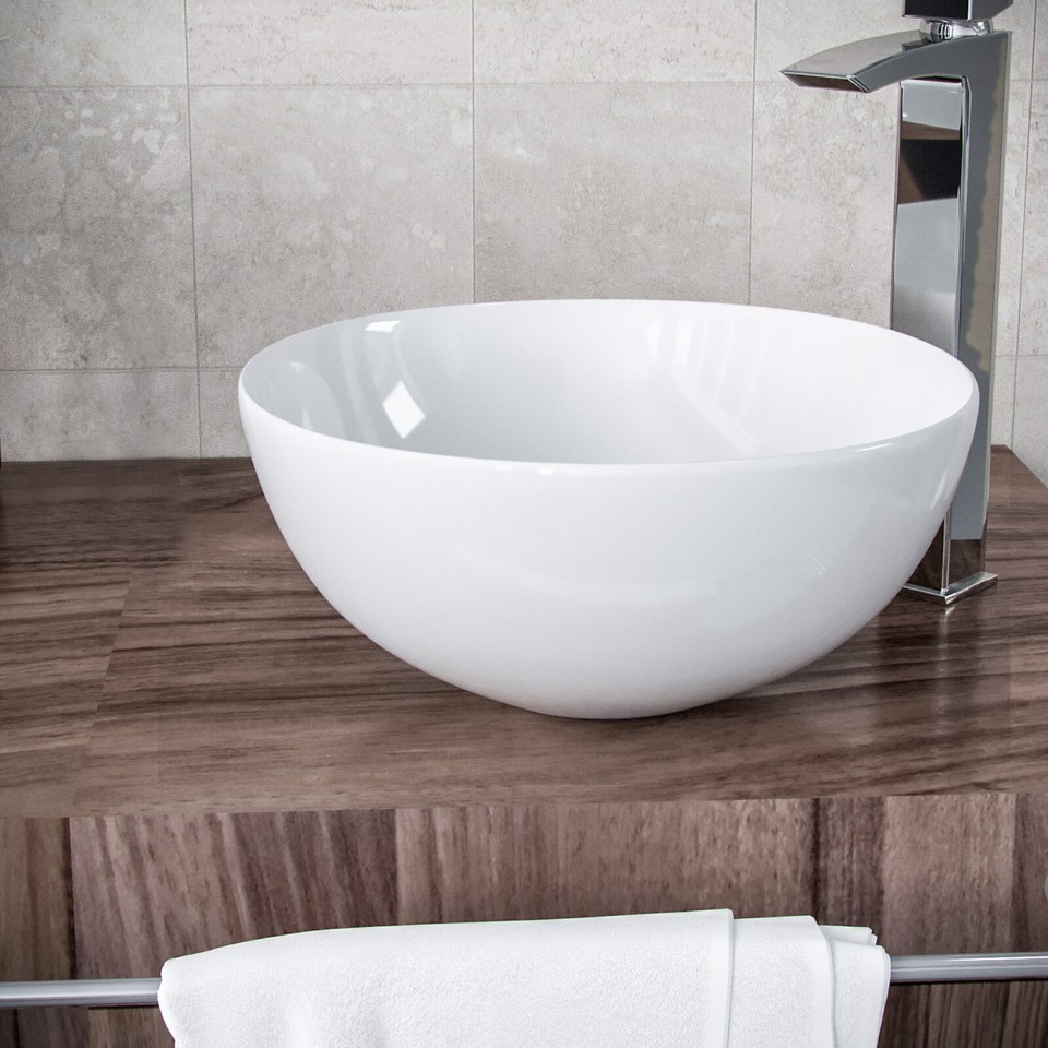 Bathroom Basin Sink Hand Wash Counter Top Wall Mounted Hung Ceramic ...