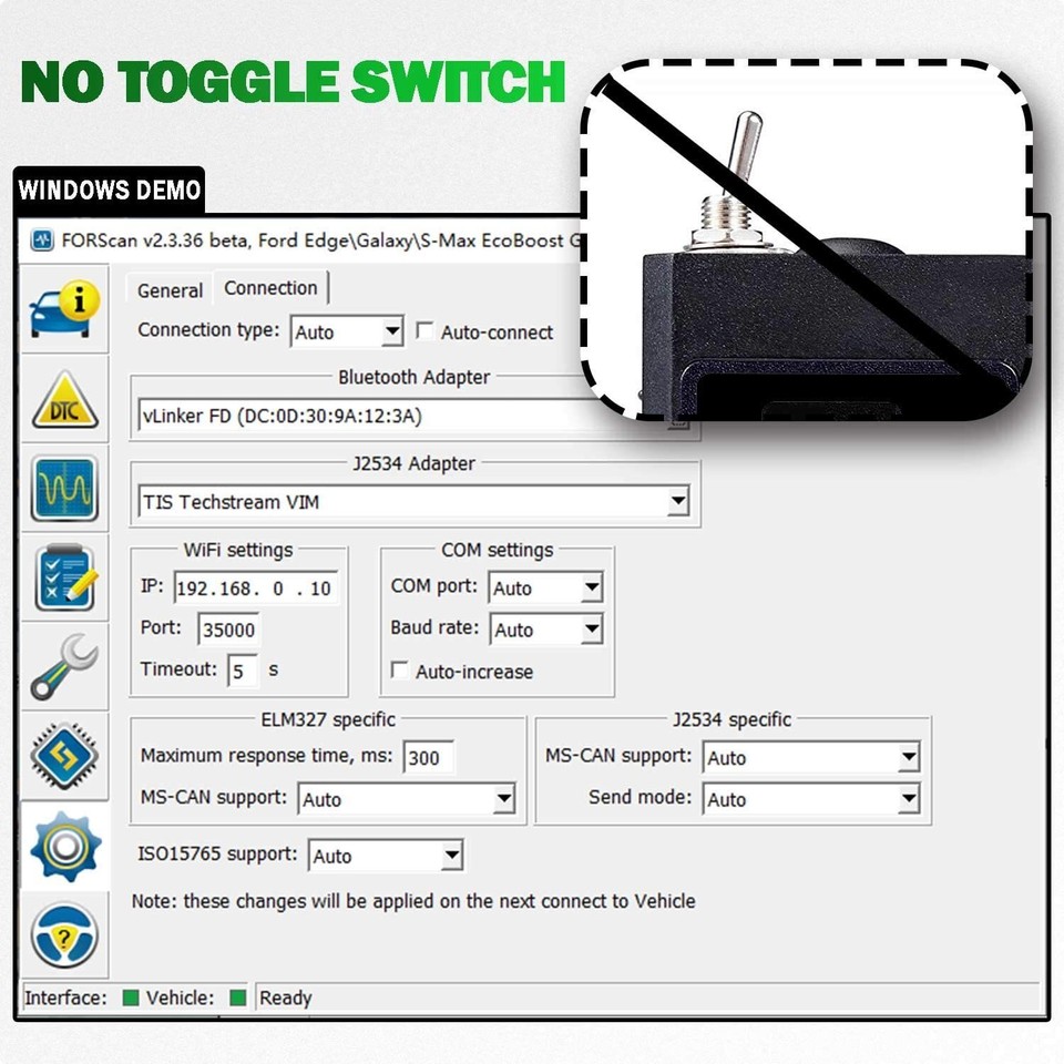 Vgate vLinker FD Plus OBD2 Adapter Bluetooth BLE Scanner FORScan for ...