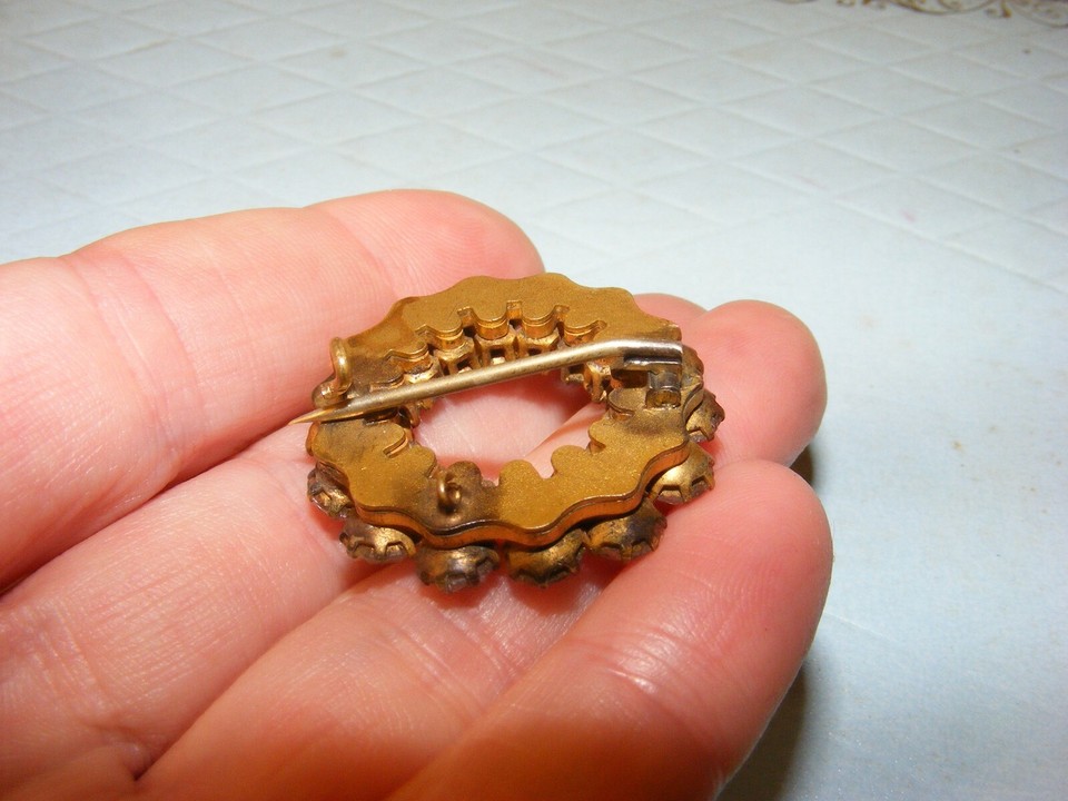 VICTORIAN BROOCH PASTE PIN DOUBLE CIRCLE TUBE HINGE VINTAGE JEWELRY 1 ...