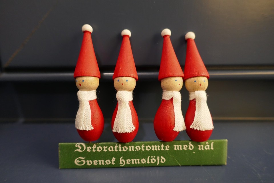 Vintage Swedish Handmade Wood Tomte Elf Decorations Figures Holline? | eBay