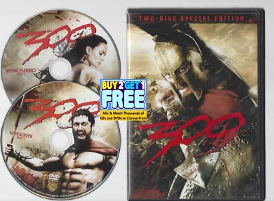 300 (DVD, 2007) 2 Disc Special Edition Gerard Butler Disc & Cover Art ...