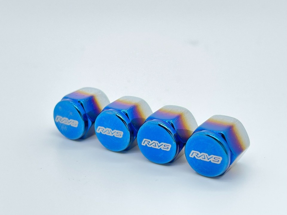 Rays tire valve kit set titanium blue new with rubber seal in seal ...