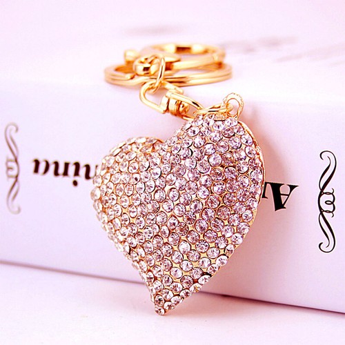 Peach Heart Love Crystal Keyring Keychain Car Handbag Rhinestone Key ...