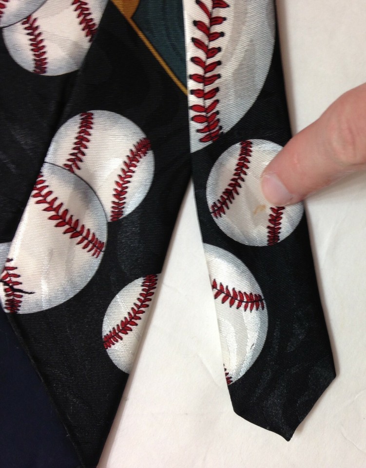 vtg BASEBALL NECK TIE ball & diamond 90s retro big logo summer sports ...