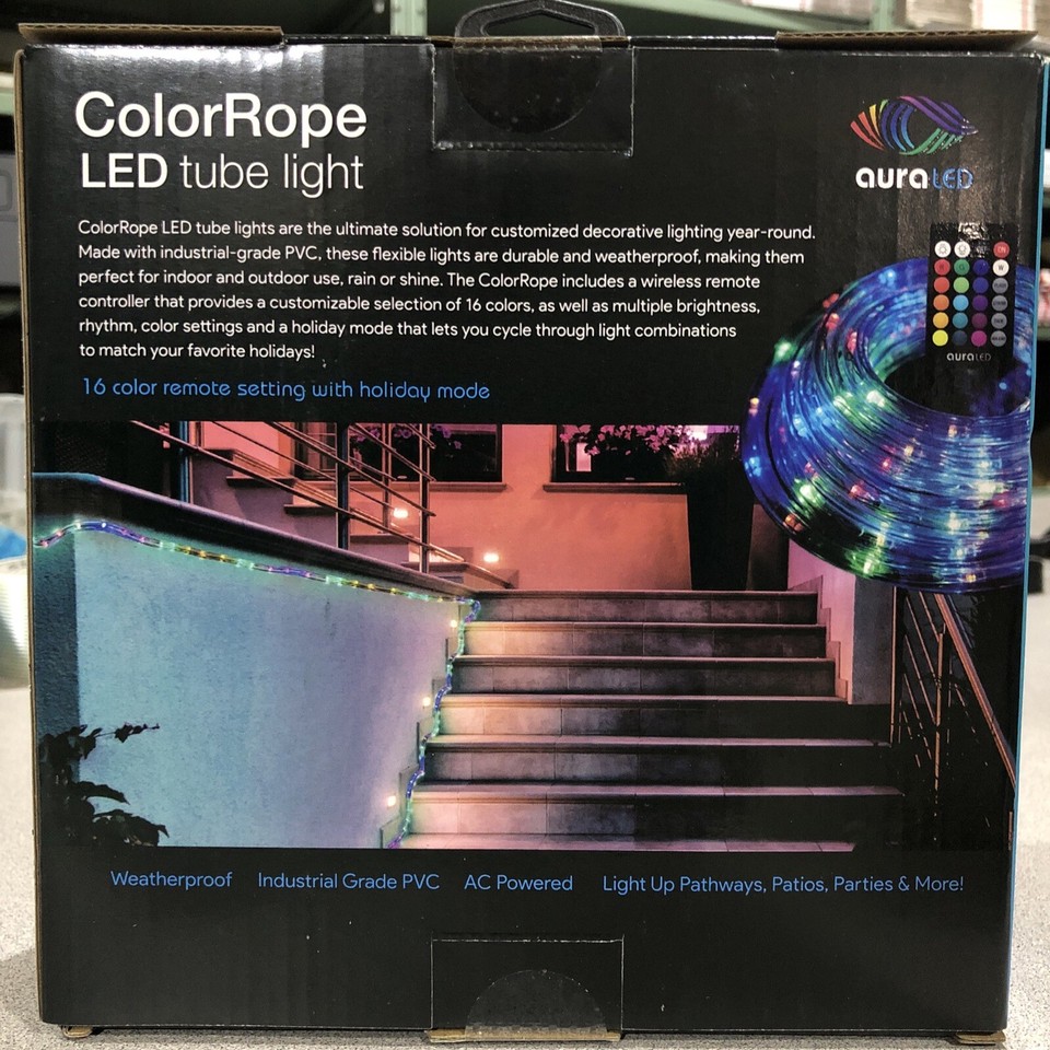 Aura LED 16" Color Rope Tube Light - W/REMOTE - Weatherproof PVC | eBay