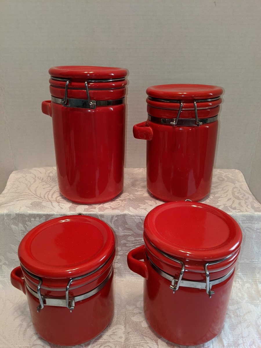 Red Ceramic Canister Set