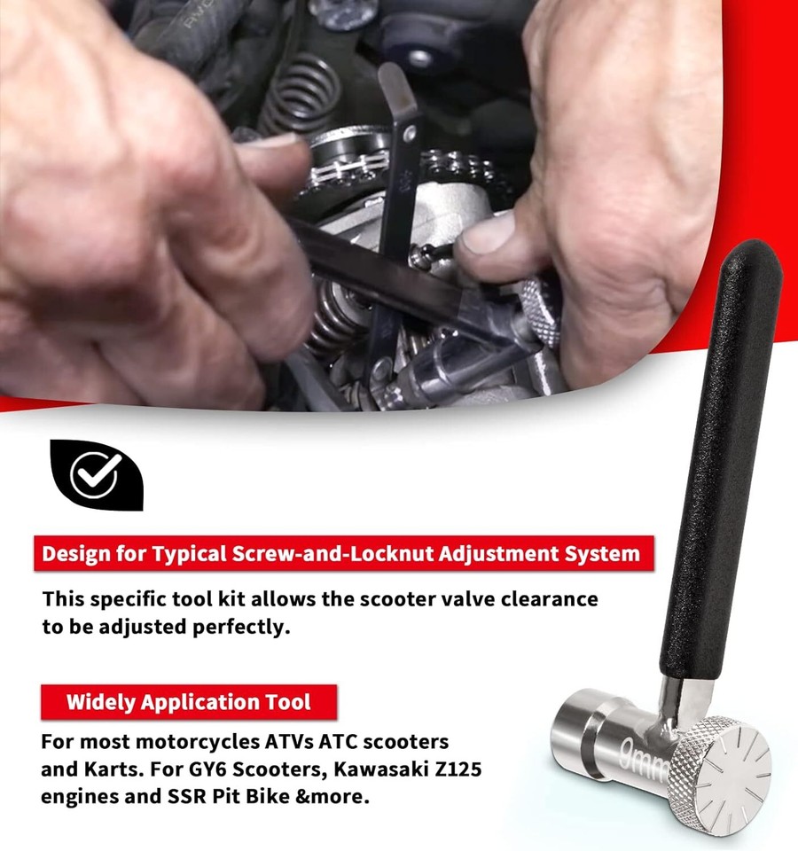 Valve Tappet Adjusting Wrench Tool Kit for Motorcycles ATVs & ATCs 9mm ...