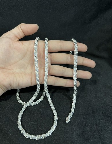 925 Sterling Silver Men's Thick Rope Chain Necklace LONG 30" & Bracelet ...