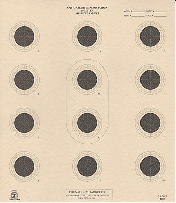 AR-5/10 [AR5/10] NRA Official 10 Meter Air Rifle Target (25) Tagboard ...