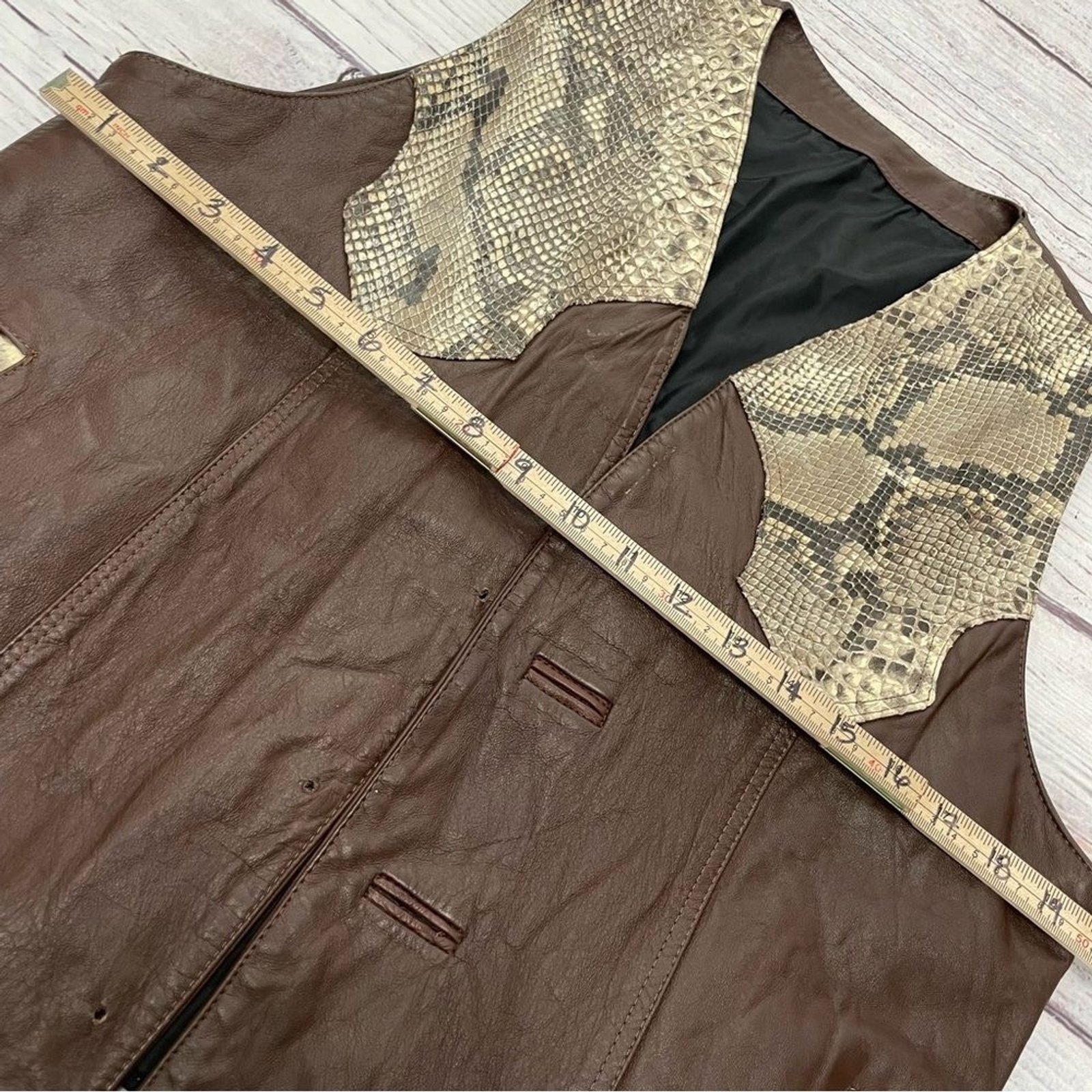 Vintage Snakeskin Crocodile Leather Vest Brown Mens S… - Gem