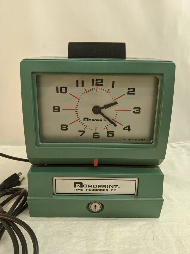 Acroprint Time Recorder Model 125NR4 Time Clock with Keys TF | eBay