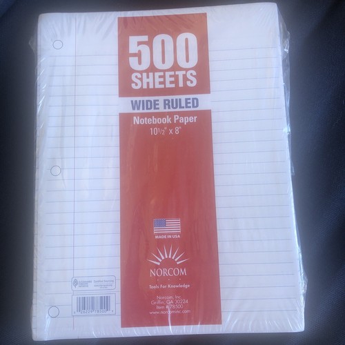 Wide Ruled Notebook Paper (500 Sheets) by Norcom | eBay