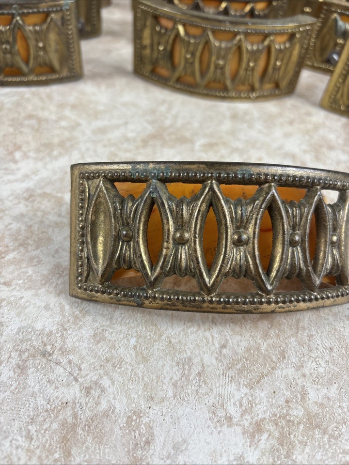 10 Vintage Waterfall Drawer Pulls Bakelite Insert Art Deco Brass Finish ...