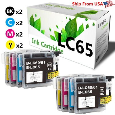 (8-Pack,2B2C2M2Y) LC65 Ink Cartridge LC-65 work with MFC-6490CW ...