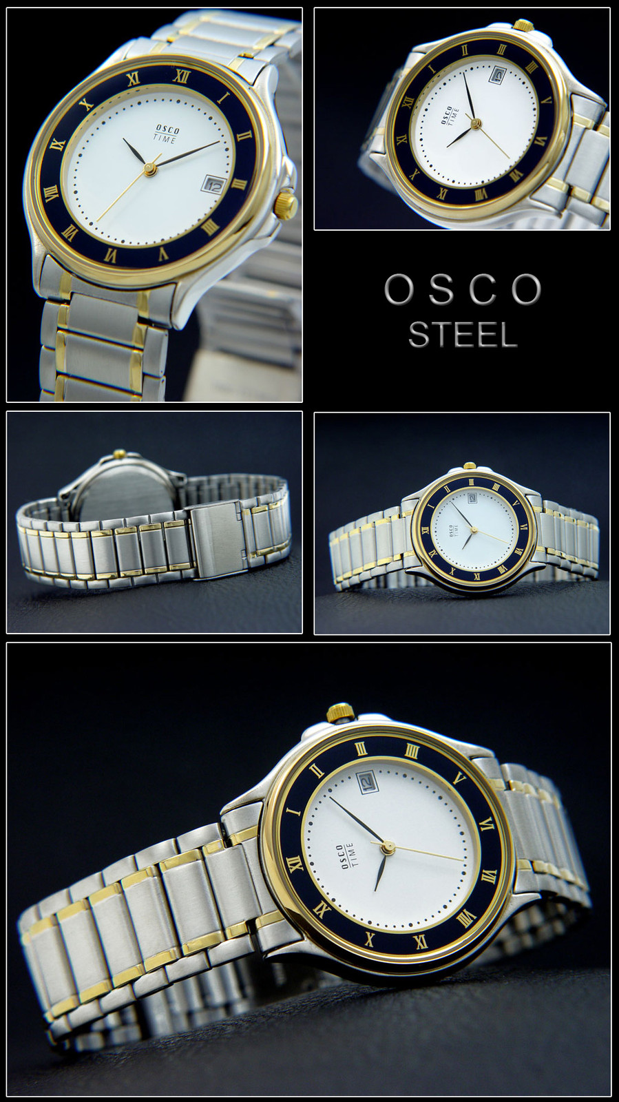 Classic OSCO Men's Watch Stainless Steel White Dial Easy to Read Date ...