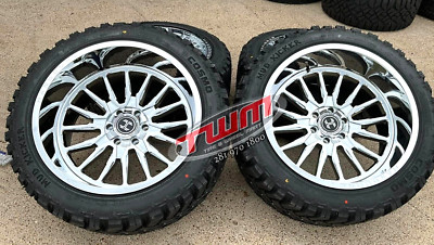 22X12 HARDCORE OFFROAD HC24 RIMS WHEEL 8X180 CHROME 33125022 TIRES GMC ...
