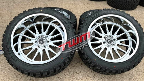 22X12 HARDCORE OFFROAD HC24 RIMS WHEEL 8X180 CHROME 33125022 TIRES GMC ...