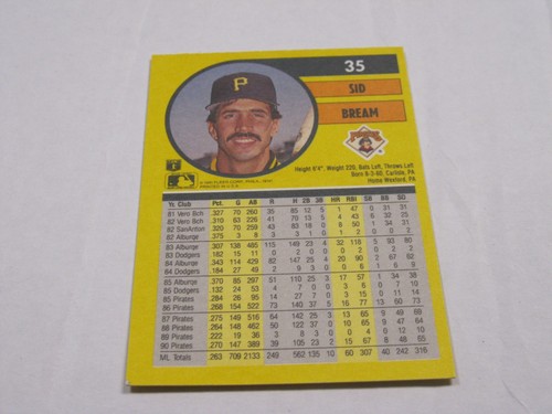Sid Bream Fleer '91 Autographed Baseball Card | eBay