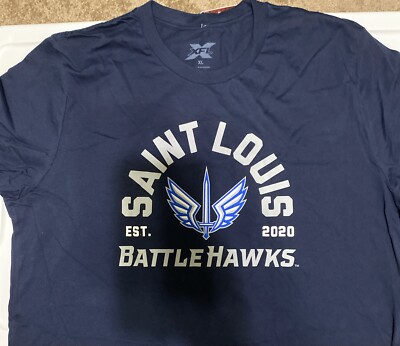 XFL Men's St. Louis Battlehawks Logo Tee Shirt T-Shirt, Navy Blue, Size ...