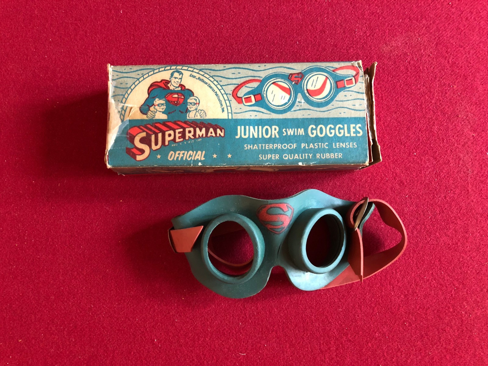 1950's, SUPERMAN, "OFFICIAL SWIM GOGGLES" w/ Display Box (Scarce) | eBay