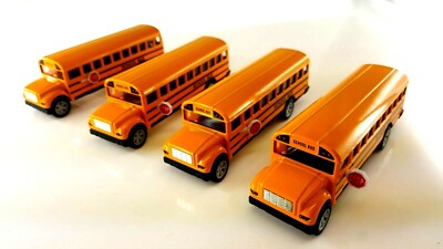 4pc Yellow school bus 5 inch Die cast pull back metal Toy 5" | eBay