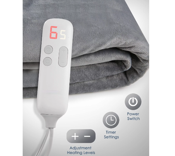 MaxKare N1015250 Electric Heated Blanket, Grey & White 50" x 60" | eBay