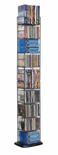 Black Metal CD DVD 8 Tier Shelf Media Storage Tower Rack Organizer ...