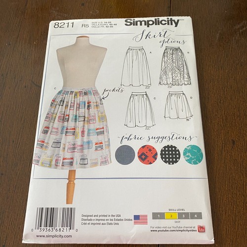 Simplicity Sewing Pattern 8211 Women's Misses Skirt R5 Size 14-22 ...