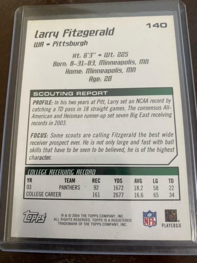 Larry Fitzgerald 2004 Topps Draft Picks Rookie Card #140 | eBay