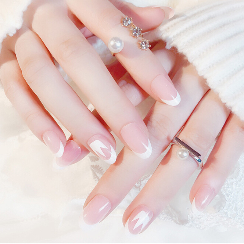 acrylic designer nail tips false french full cover nails art decor ...