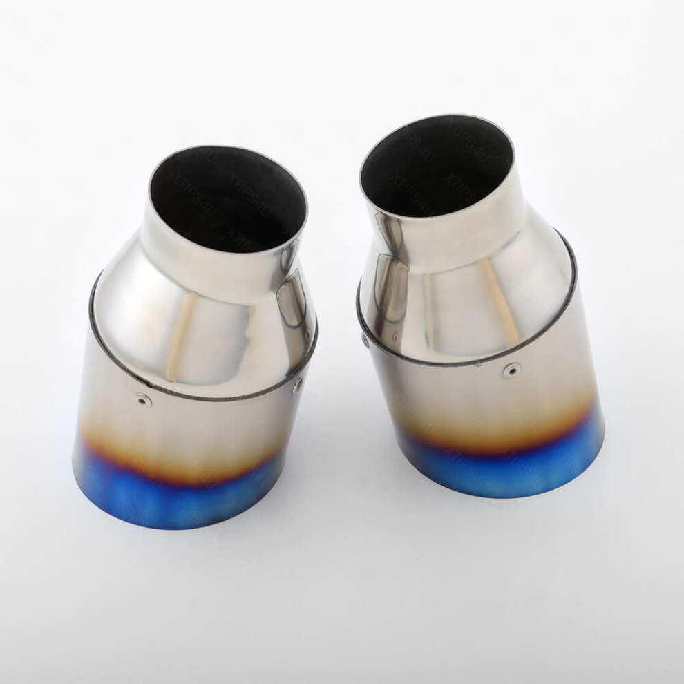2pcs 4" Titanium & 304 Stainless Steel Burnt Blue Exhaust Tips 2.5" In ...