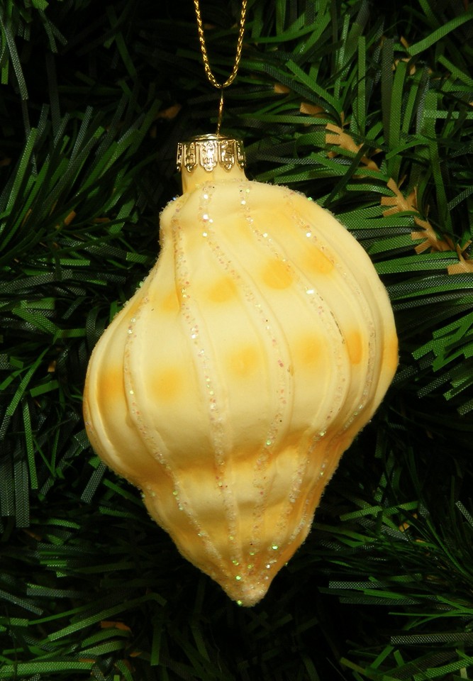 HAND BLOWN GLASS CONCH SHELL SEASHELL COASTAL NAUTICAL CHRISTMAS TREE ...