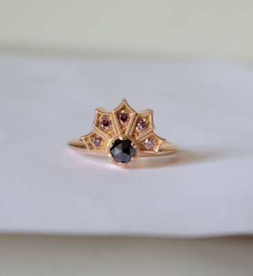 Swank Metalsmithing 14K Rose Gold Black Diamond Purple Diamonds Deco ...