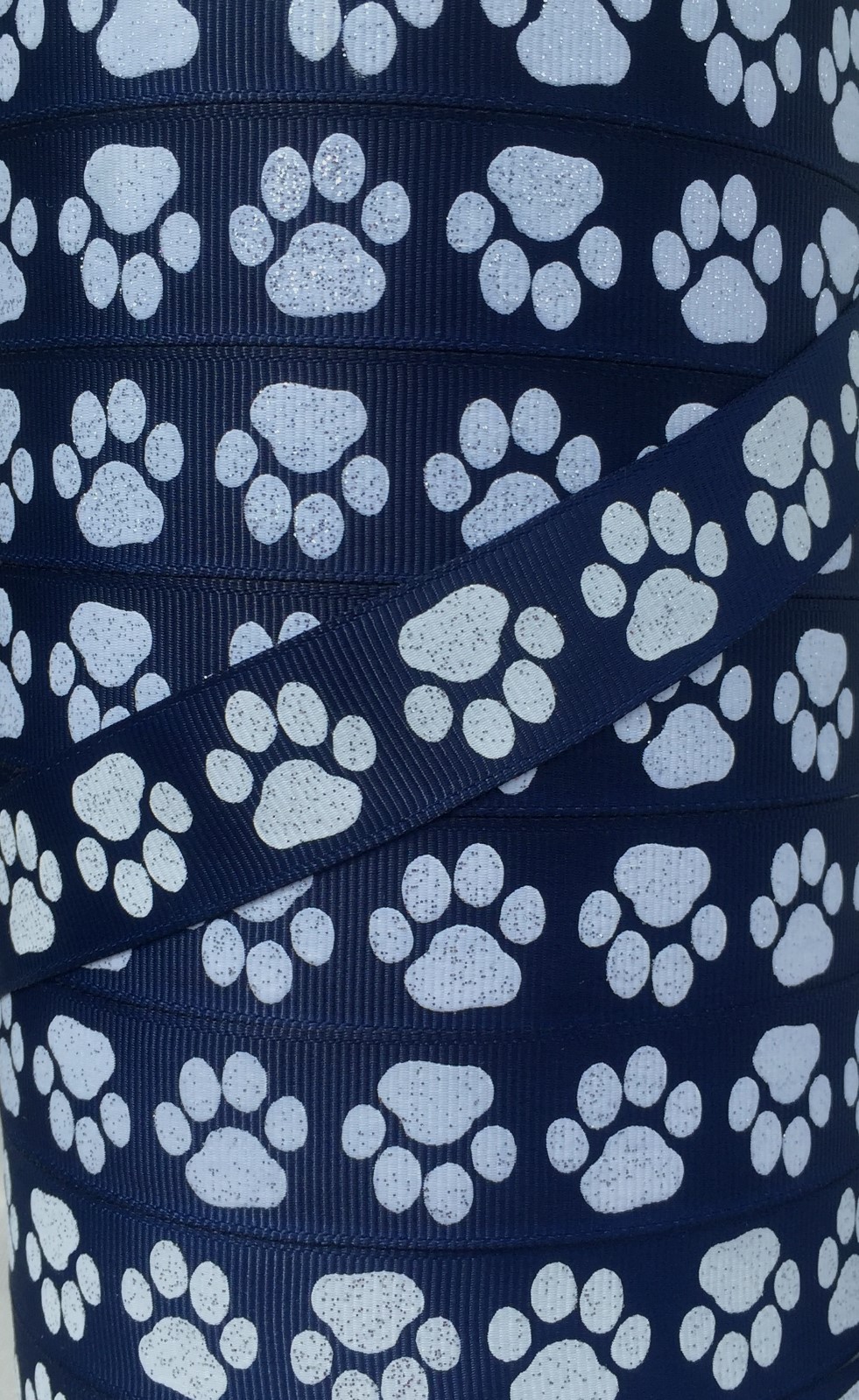 5 YDS 7/8" GLITTER TIGER PAW PRINT CHEER GROSGRAIN RIBBON 5 COLORS U ...