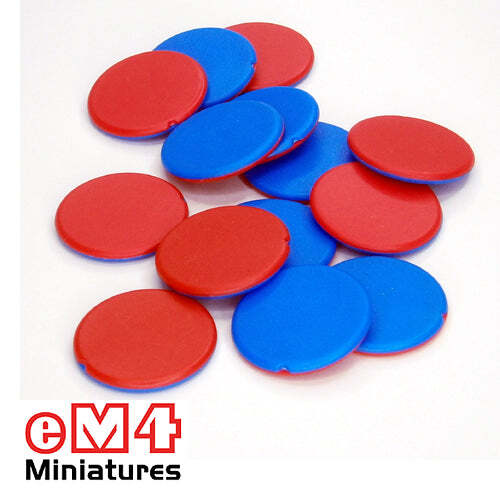 Two colour counters- Pack of 25 x 25mm counters one side red the other ...