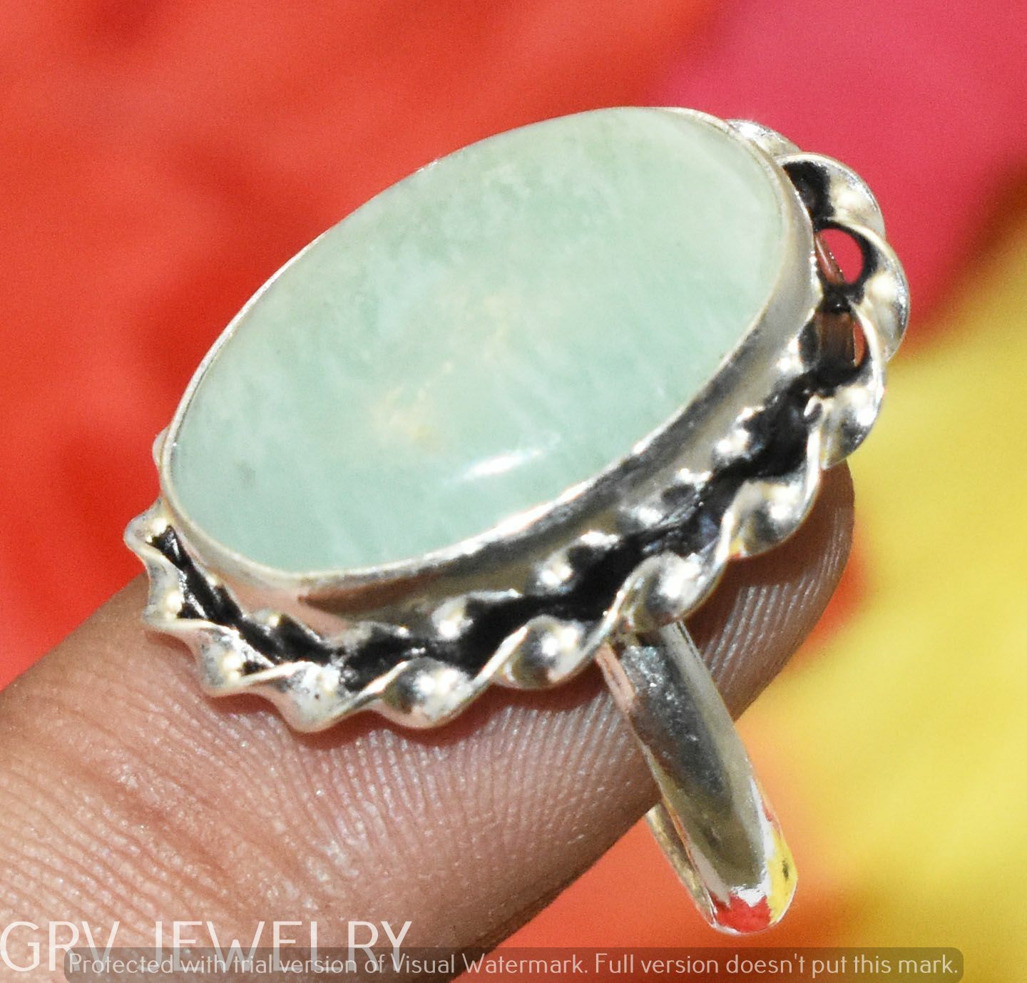 Amazonite Gemstone Ring 925 Sterling Silver Overlay Us Size 8.5" U293 ...