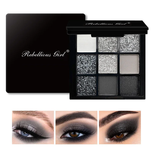 9-Grid Red Eyeshadow Palette Purple Glitter Pearlescent Matte Eye ...