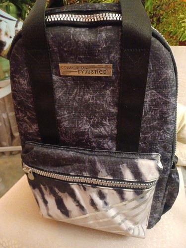 Justice Collection X Tie Dye Black White Silver Backpack New! | eBay