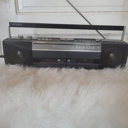Sony CFS-W301 FM/AM Vtg Stereo Dual 2-Cassette Sound Rider Radio ...