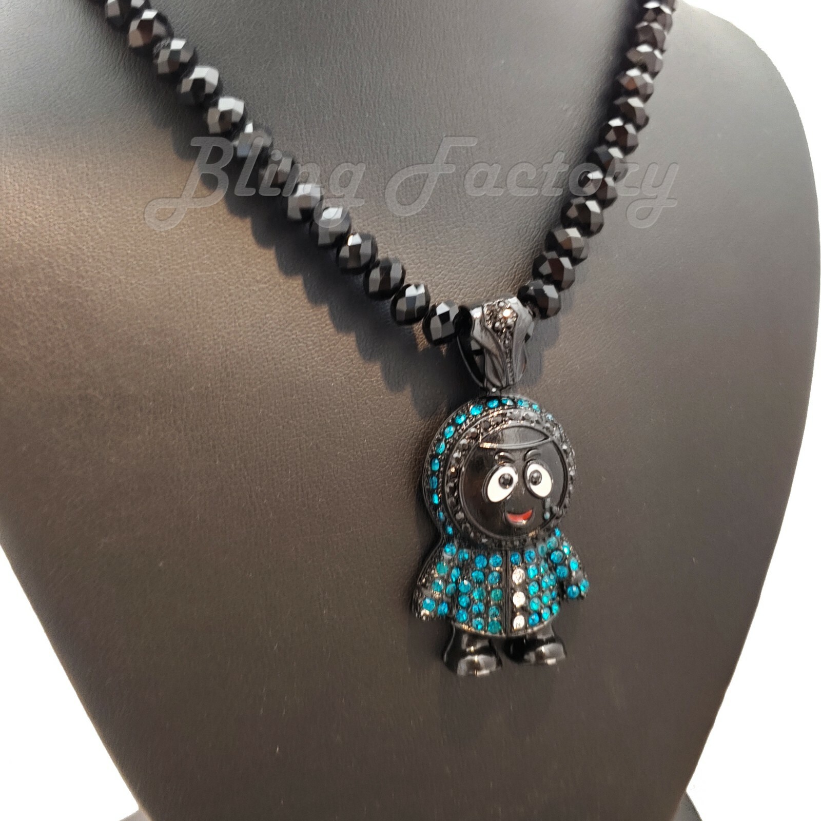 BRICK SQUAD Iced Eskimo Pendant & 8mm 24" Black Bead Chain Hip Hop ...