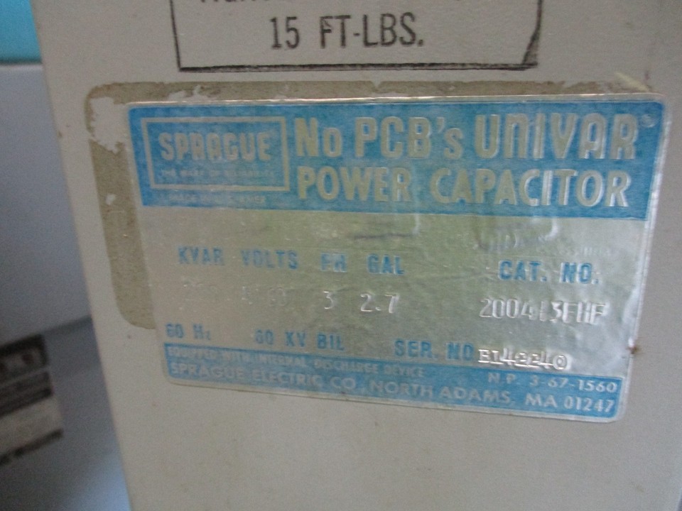 SPRAGUE 200413FHF, 200 KVAR 4160 VOLT 3 PHASE POWER CAPACITOR | eBay
