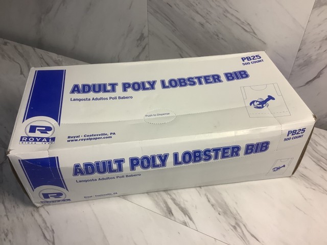 Royal Adult Disposable Poly Bibs with Lobster or Crab Design Pack of ...