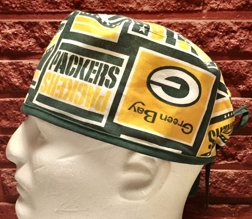 RARE NFL Green Bay Packers Square Scrub Hat Chemo Cap | eBay