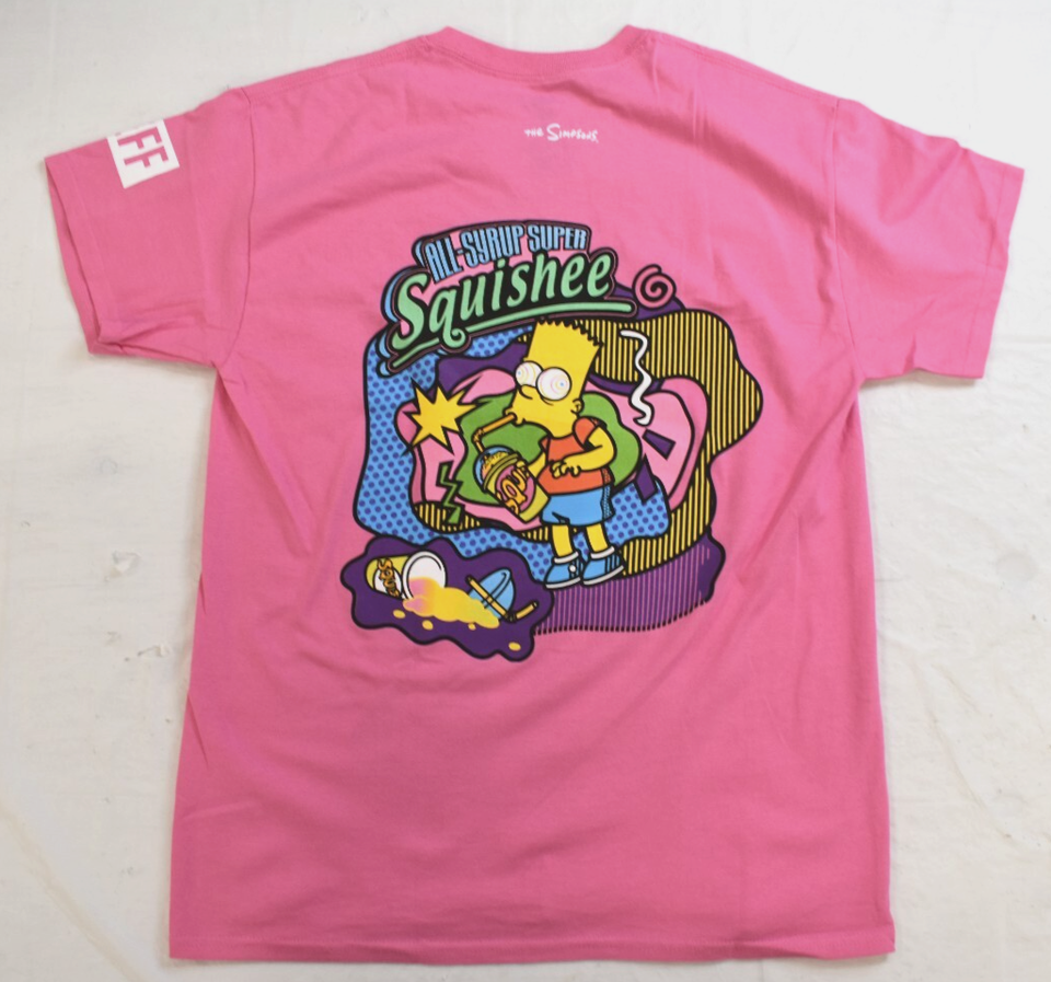 Neff x The Simpsons Mens Bart All Syrup Super Squishee Pink Shirt New ...