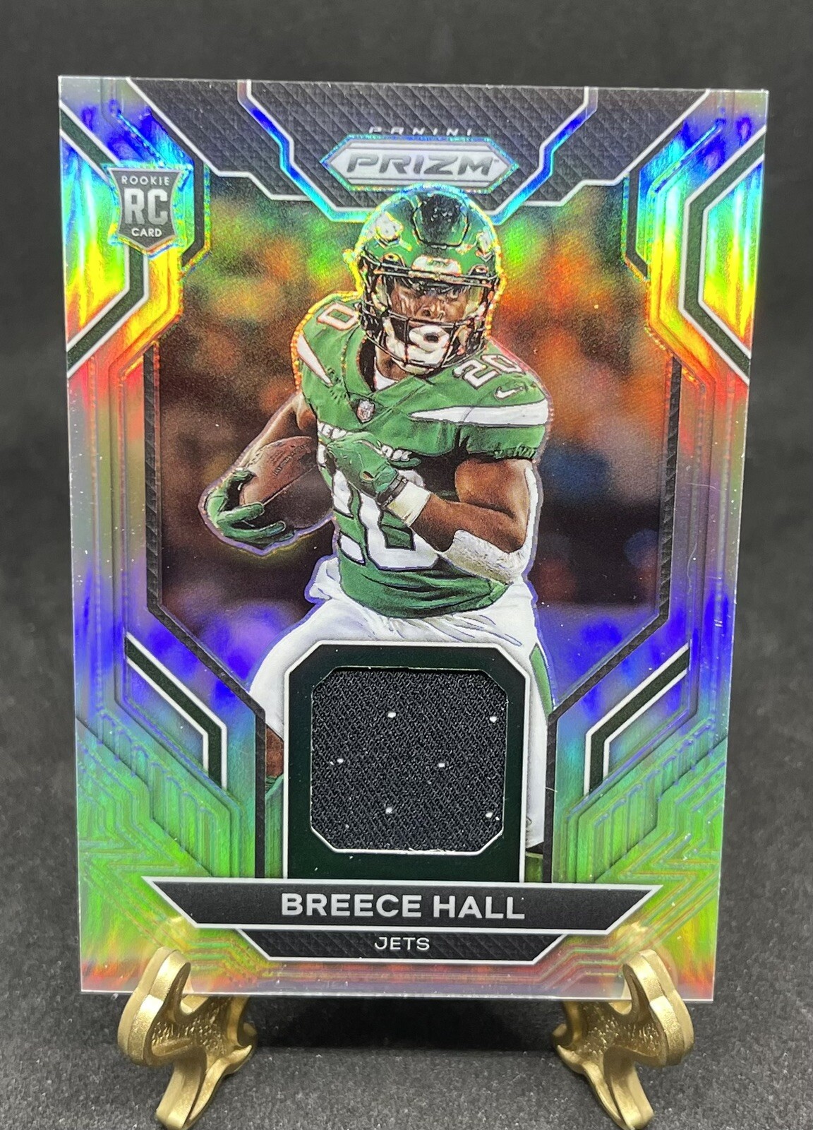 2022 PANINI PRIZM BREECE HALL ROOKIE GEAR SILVER RC PATCH NY JETS #RG ...