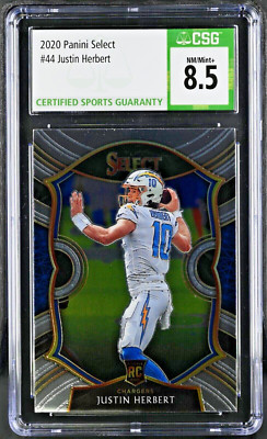 2020 PANINI SELECT JUSTIN HERBERT ROOKIE CARD #44 CSG 8.5 NMMT+ ...
